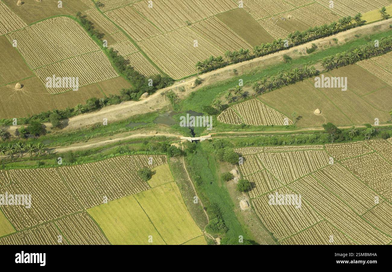 Aerial view of tilled field, Andhra Pradesh, India, Asia Stock Photo ...