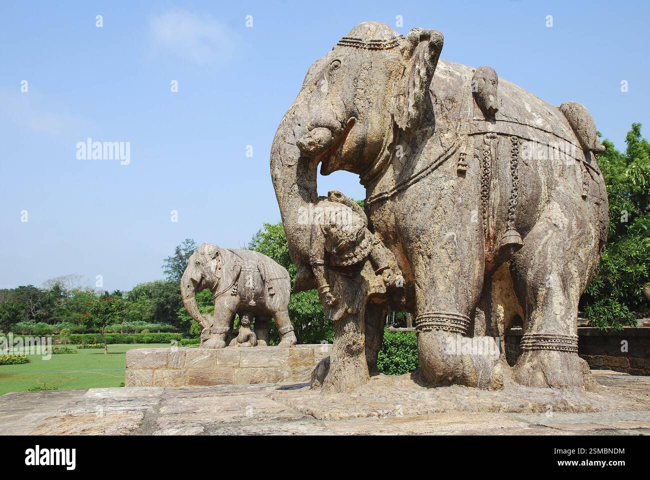 Statues of elephants at Konarak sun temple, Konarak, Orissa, India ...