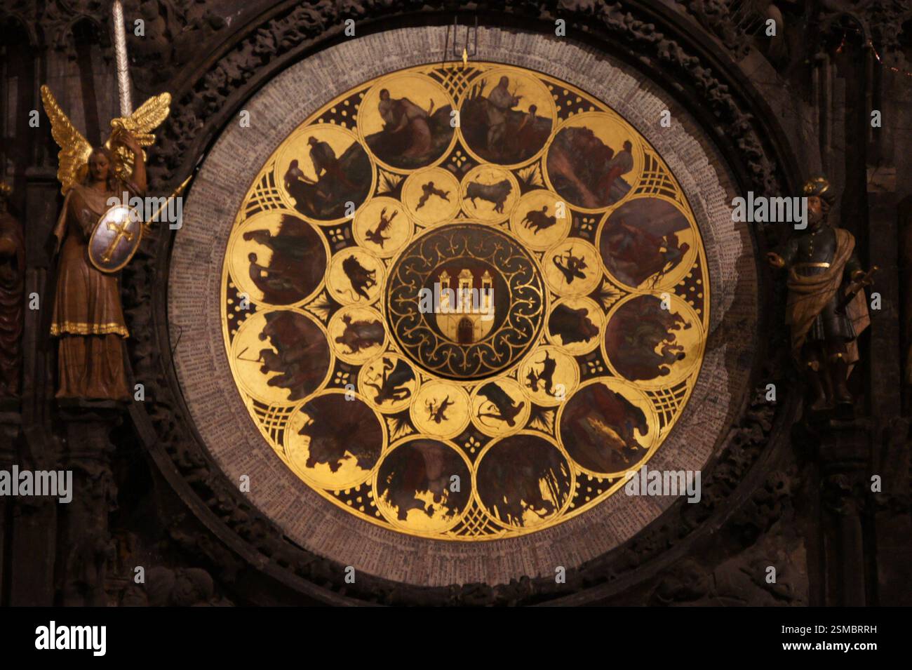 Prague Astronomical Clock. Ornate golden astronomical clock depicting ...