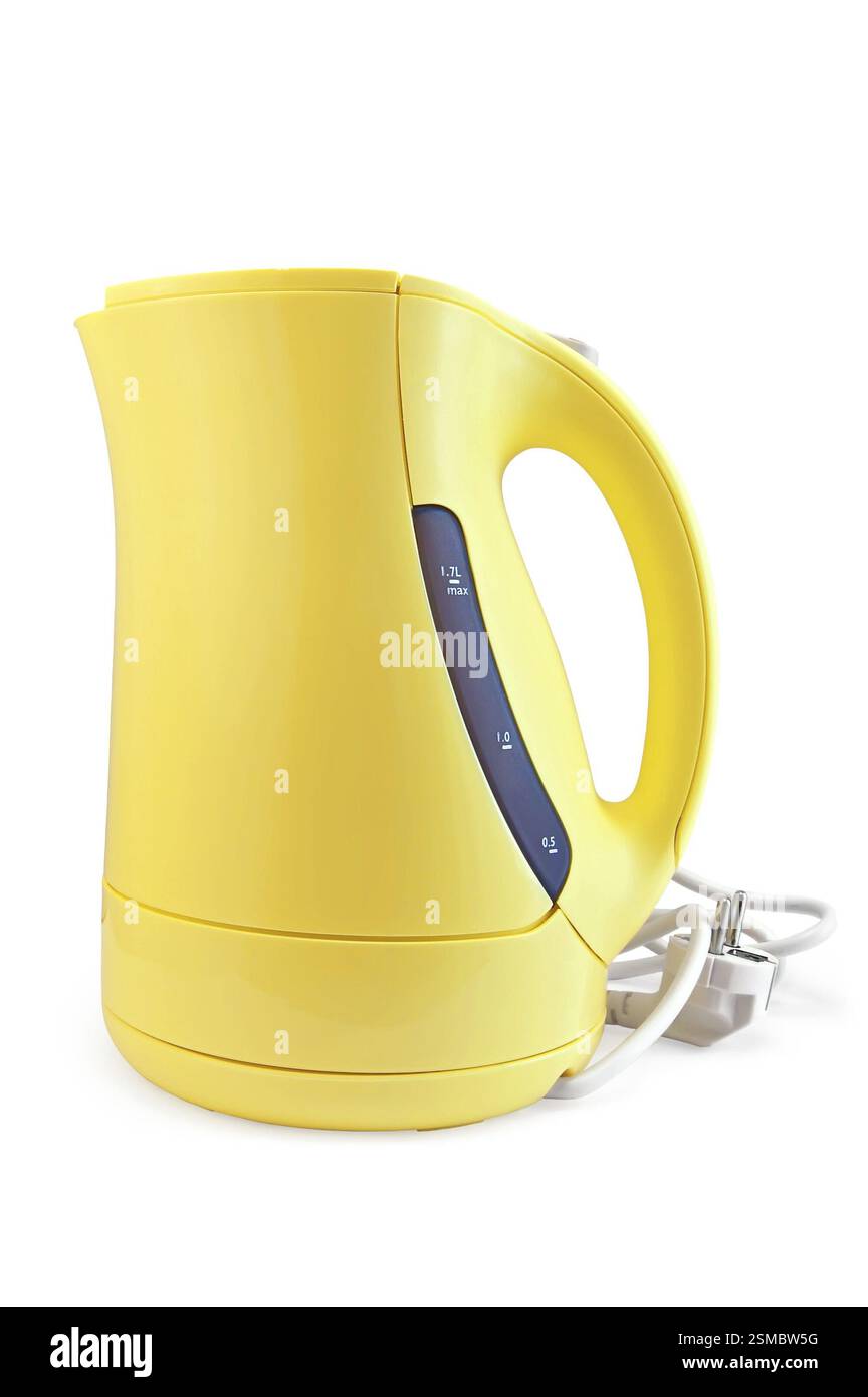 Yellow electric kettle is isolated on a white background Stock Photo ...