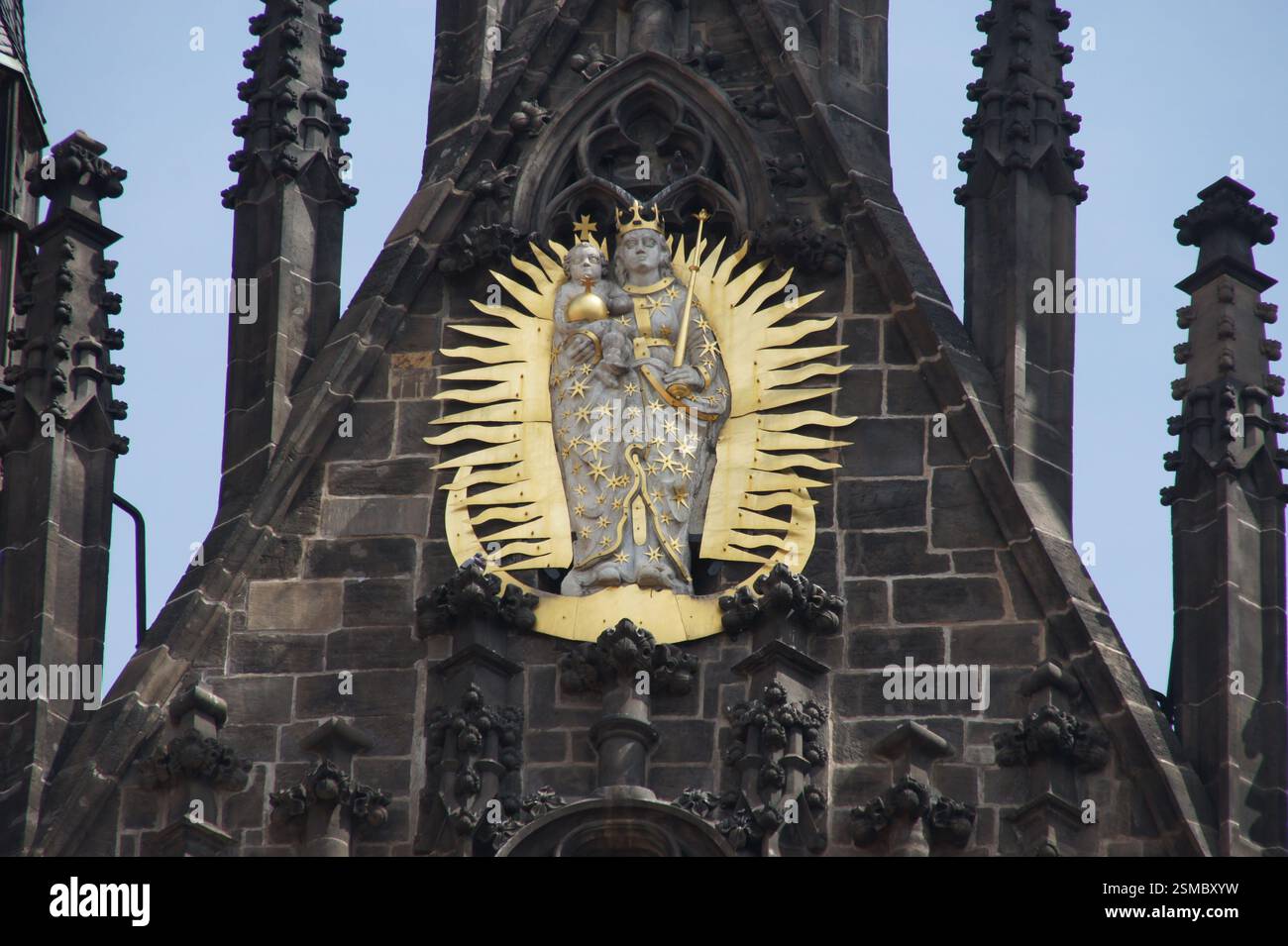 Statue of the Virgin Mary, a symbol of motherhood and protection in the ...
