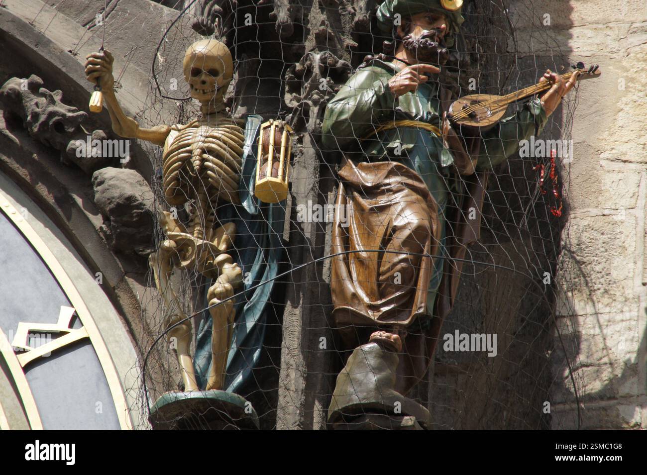 Astronomical Clock Prague. Skeleton figure holding an hourglass. Figure ...