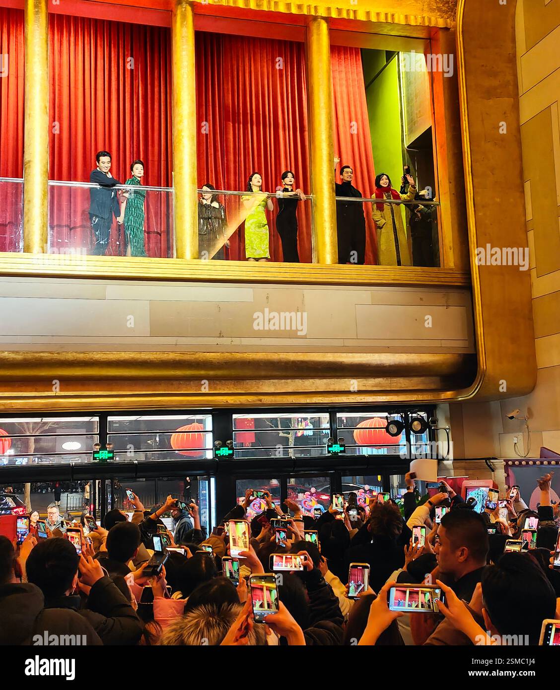 SHANGHAI, CHINA - FEBRUARY 12, 2025 - Actors Hu Ge, Tang Yan, Xin ...