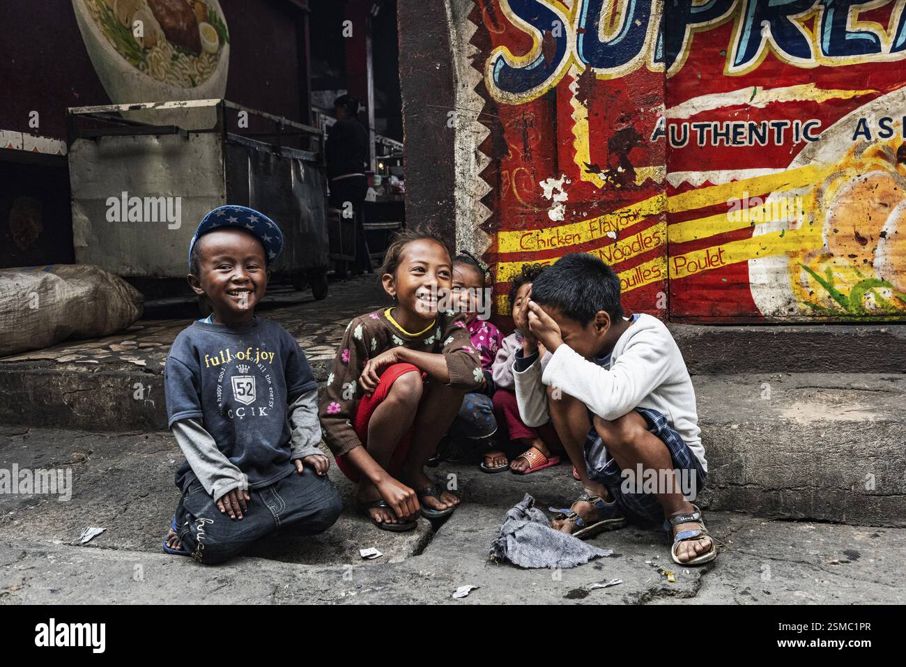 Poor street children at Analakely Market Antanarivo, Madagascar, Africa ...