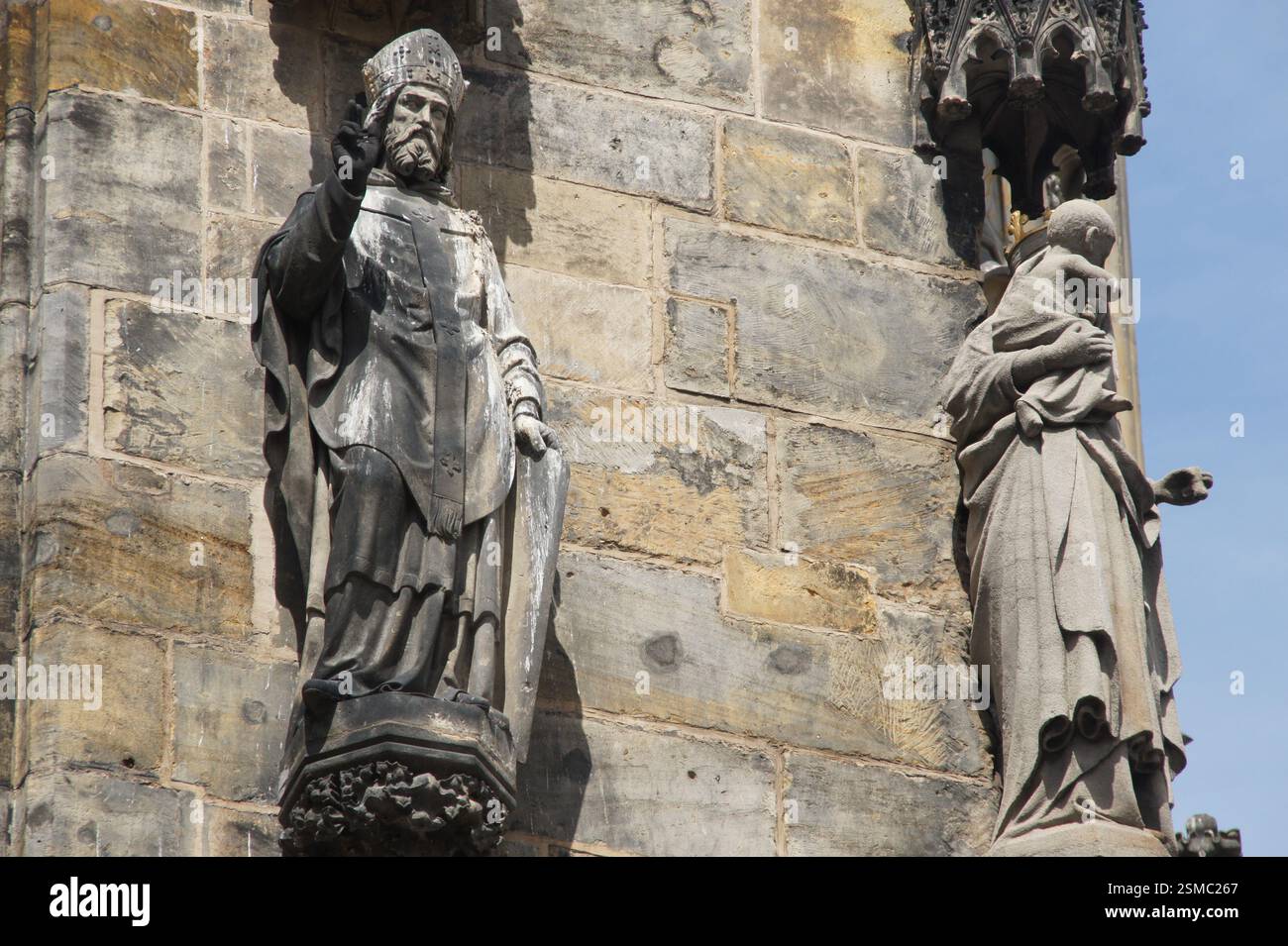 Prague Old Town Hall Facade Statues. Gothic architecture. St. John of ...