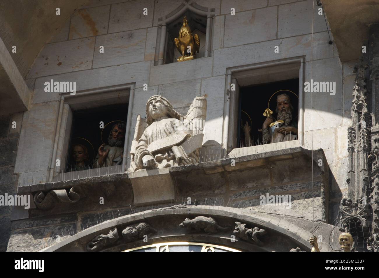Prague Astronomical Clock. Medieval stone sculpture above astronomical ...
