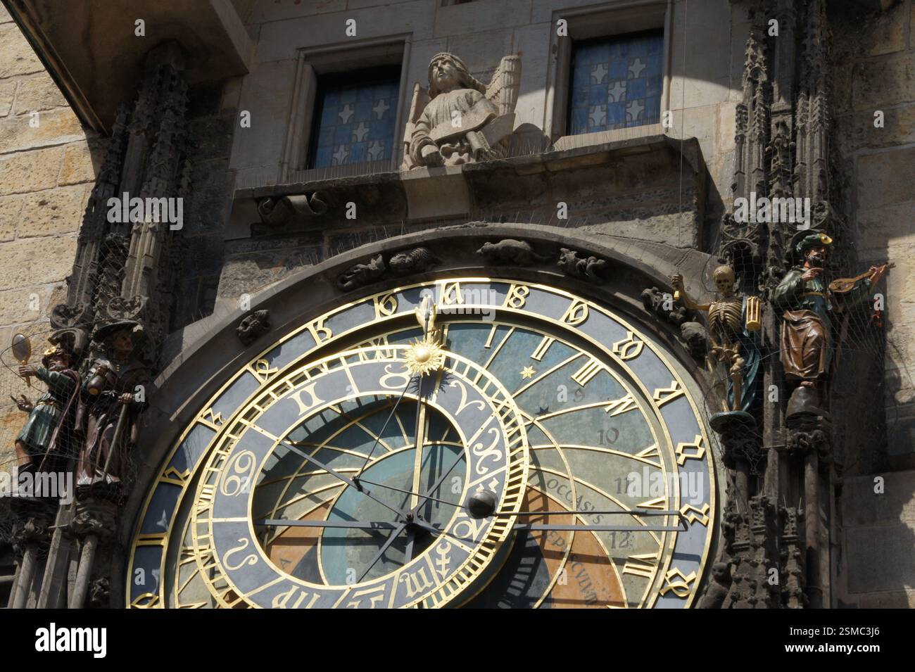 Prague Astronomical Clock. Detailed astronomical clock face with golden ...