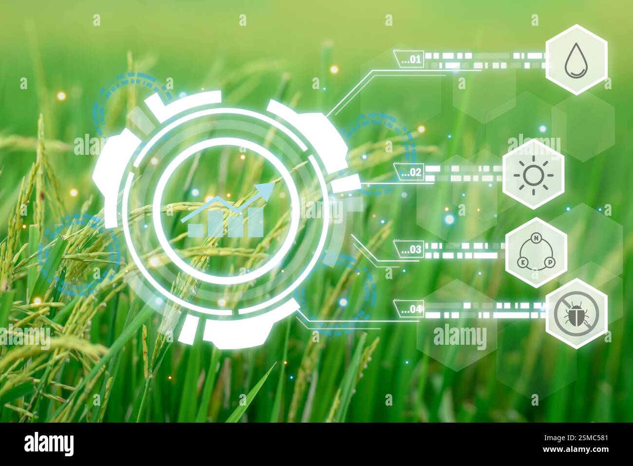 Smart farm digital icon and futuristic AI data infographic of Landscape ...