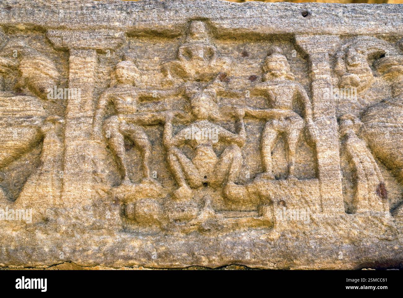 Bas Relief on exterior wall of Huchimalligudi temple in Aihole ...