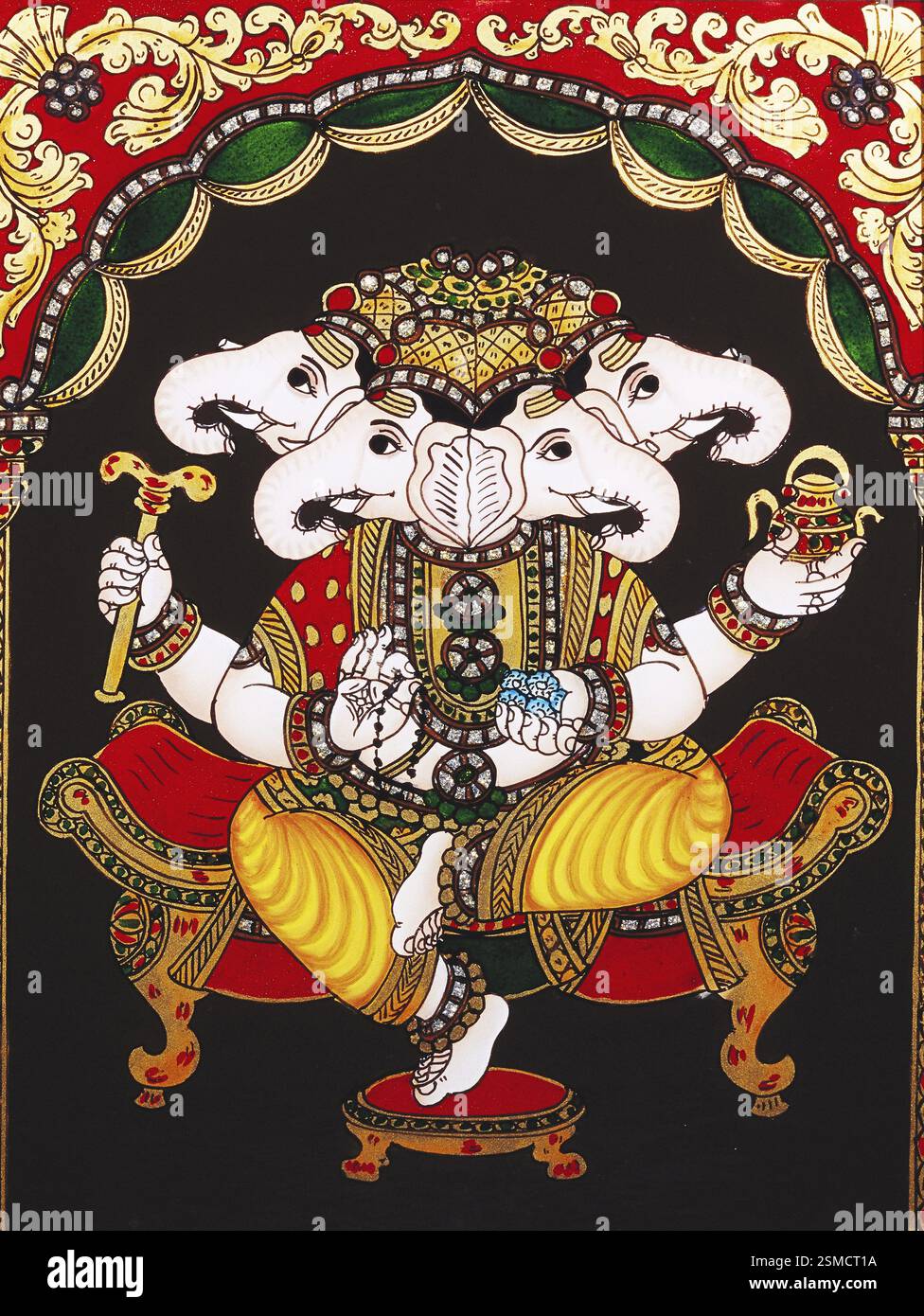 Dwija Ganpati thanjavur glass painting Stock Photo - Alamy
