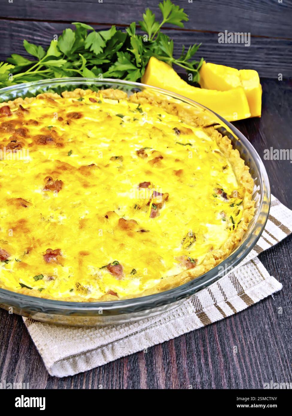 Home made pumpkin quiche on a table hi-res stock photography and images ...