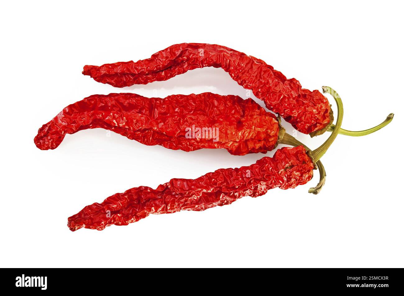 Three pods of dried hot red pepper isolated on white background Stock ...