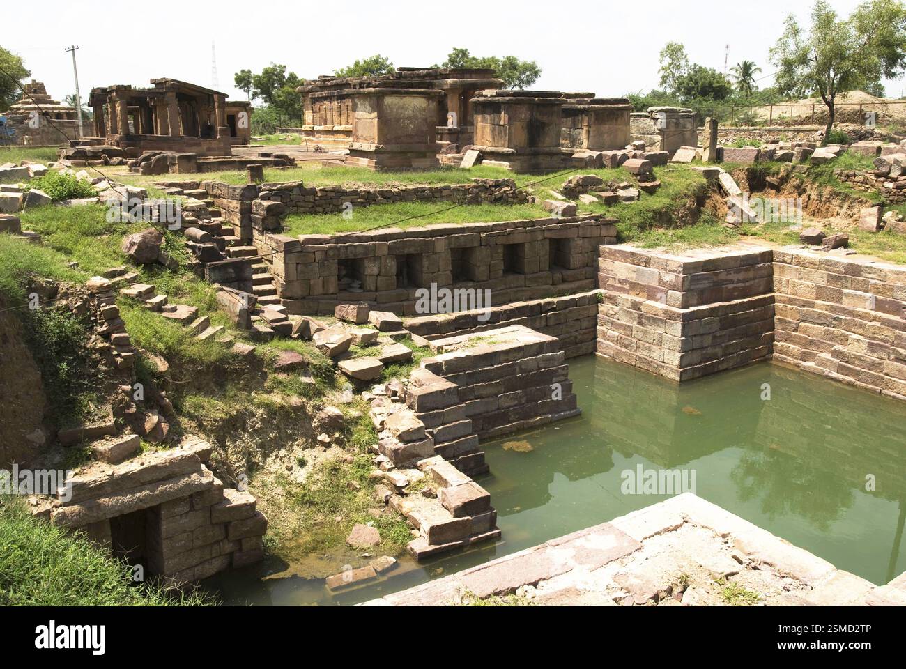 Mallikarjuna temple with well in Aihole, Karnataka, India, Asia Stock ...