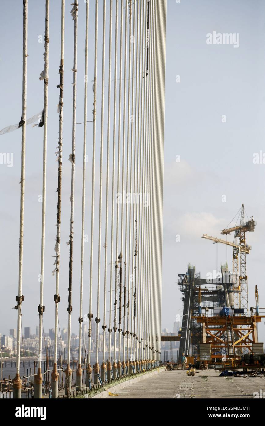 Twin carriageway cable-stayed bridge view of under construction of ...