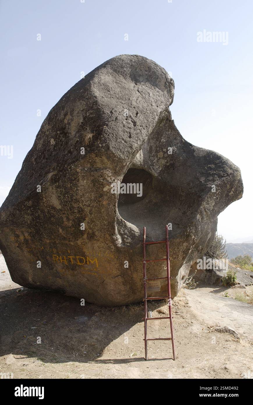 Ladder at rock form Guru Shikhar, Mount Abu, Rajasthan, India, Asia ...