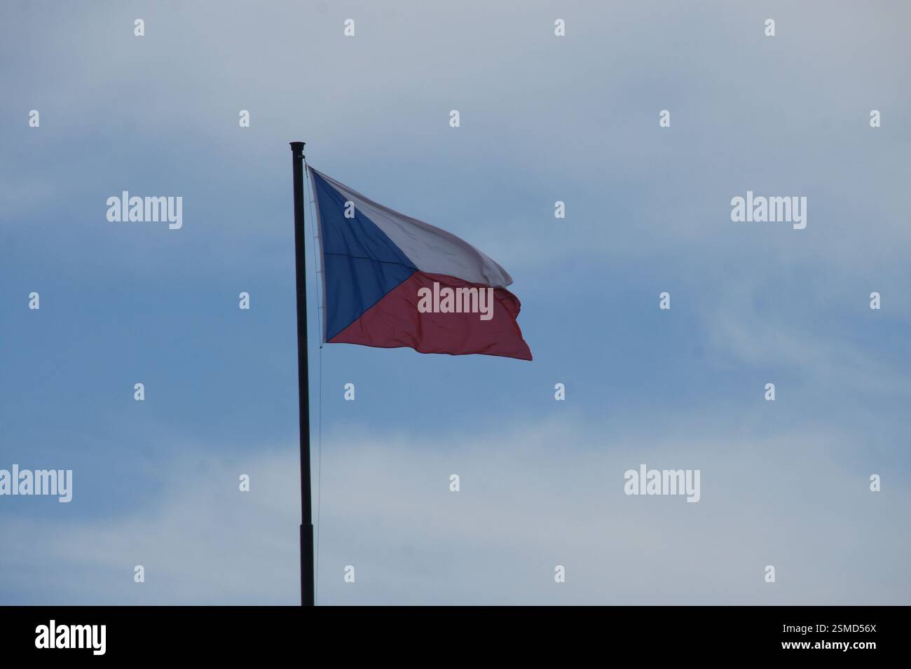 Flag of the Czech Republic, waving proudly in the wind against a clear ...