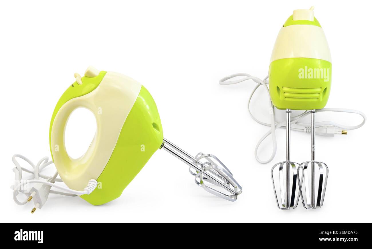 Green with white mixer from two angles - side and front - isolated on ...