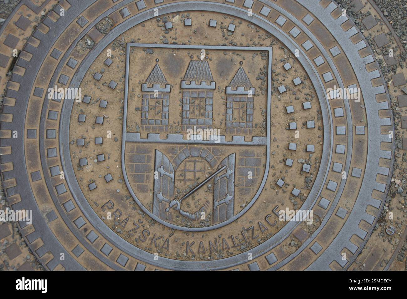 Manhole cover Prague sewerage Coat of arms of Prague Symbol of the city ...