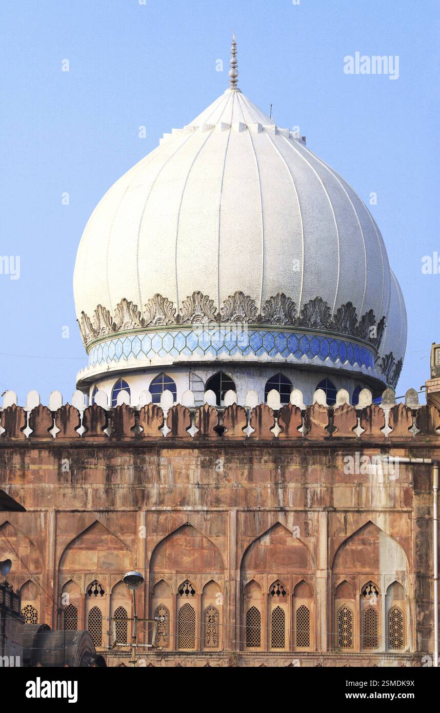Close up view of dome and walls of Taj-ul masjid built in 1868 by Shah ...
