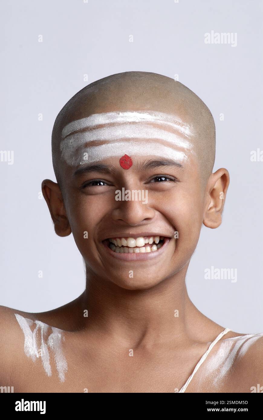 Portrait of South Asian Indian bald boy red tilak on forehead MR#719 Stock Photo - Alamy