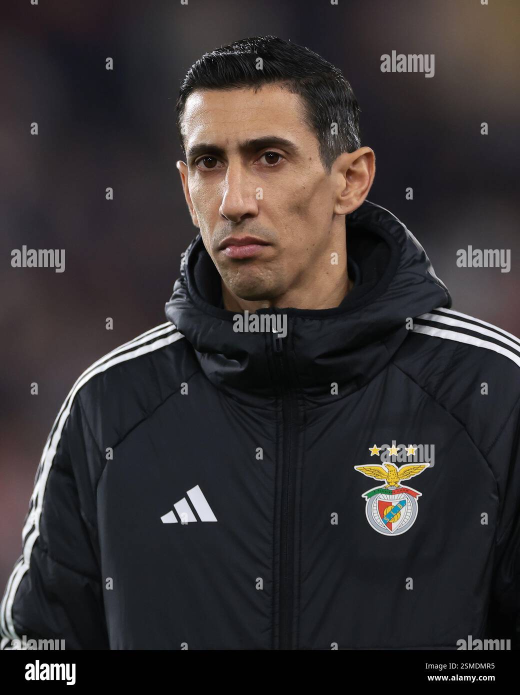 Monaco, Monaco. 12th Feb, 2025. Angel Di Maria of SL Benfica reacts as ...