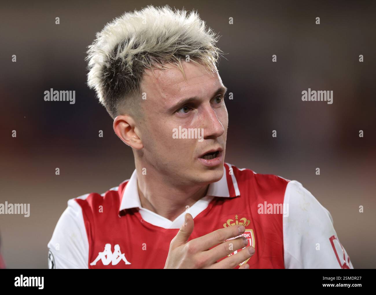 Monaco, Monaco. 12th Feb, 2025. Aleksandr Golovin of AS Monaco reacts ...