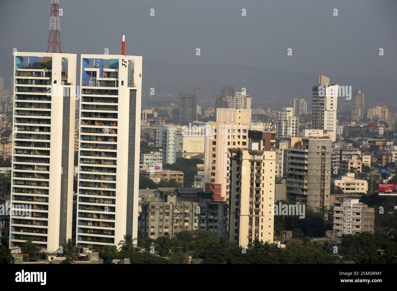 An aerial view of Dadar Prabhadevi, Bombay now Mumbai, Maharashtra ...