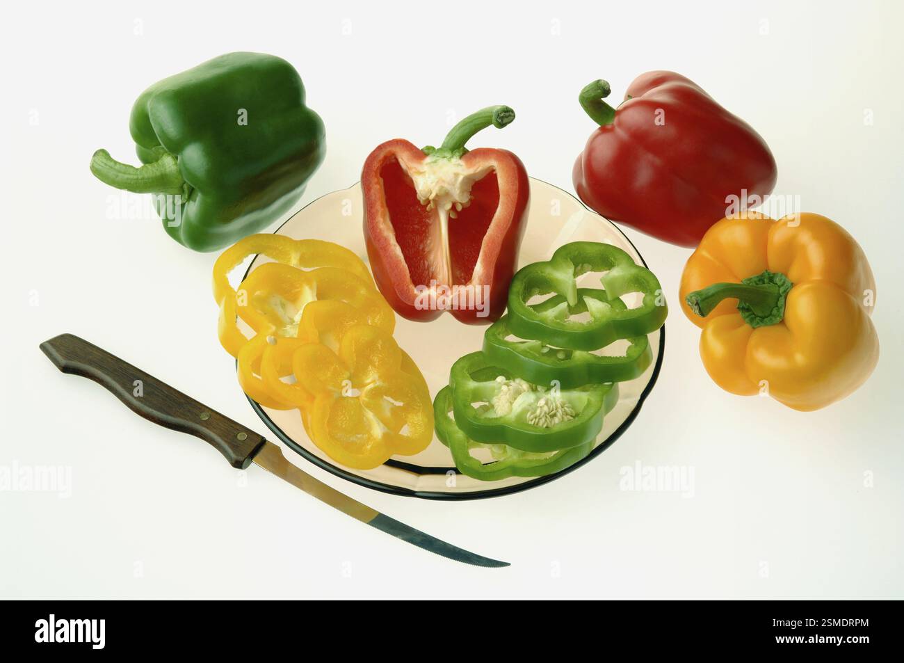 Vegetable, colourful capsicum used in salad against white background ...