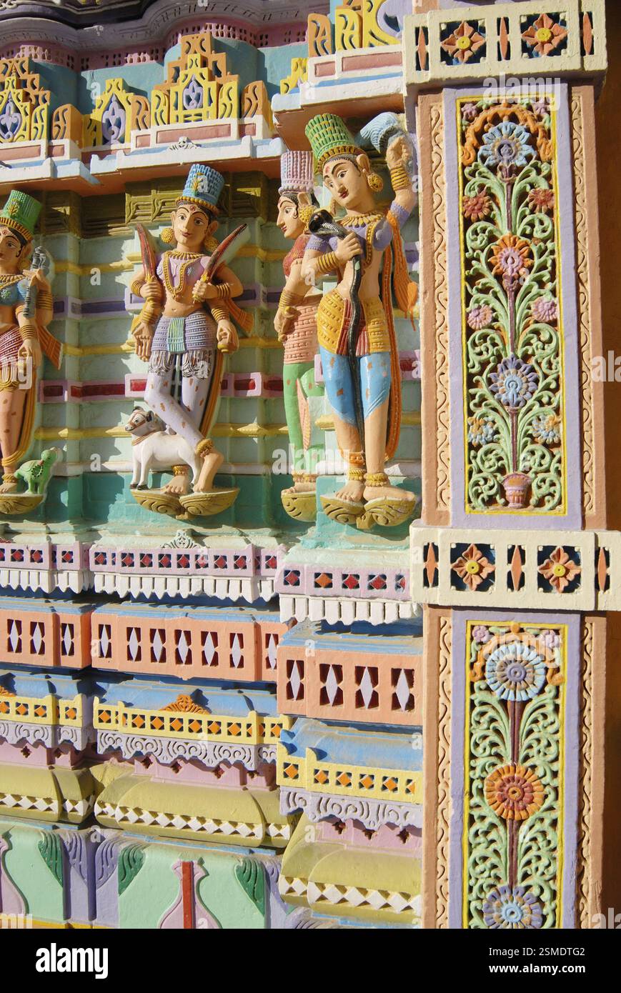 Decorative wall of Jain temple of Jakhau, Jakhau, Kutch, Gujarat, India ...