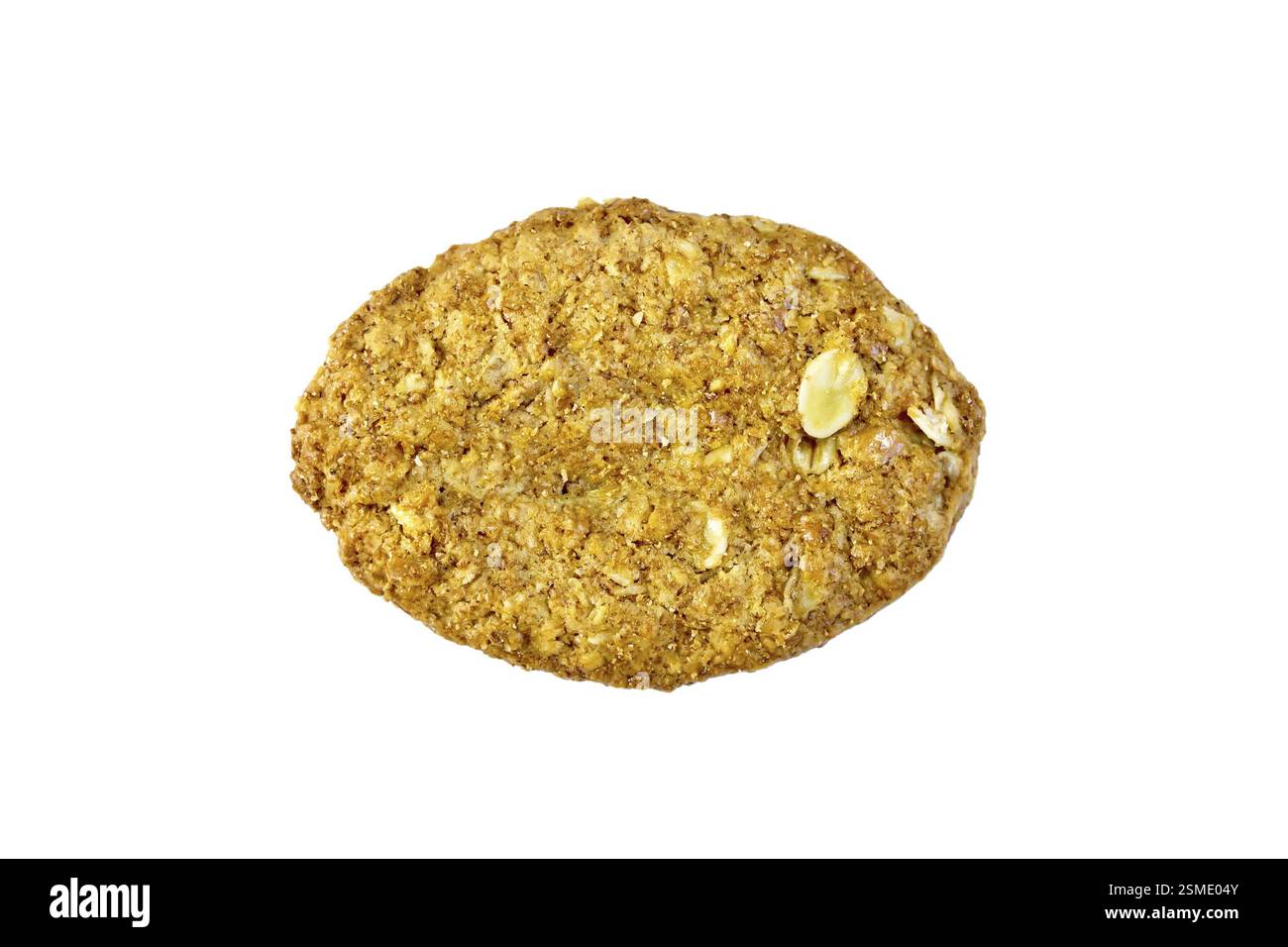 One oatmeal cookies isolated on white background Stock Photo - Alamy