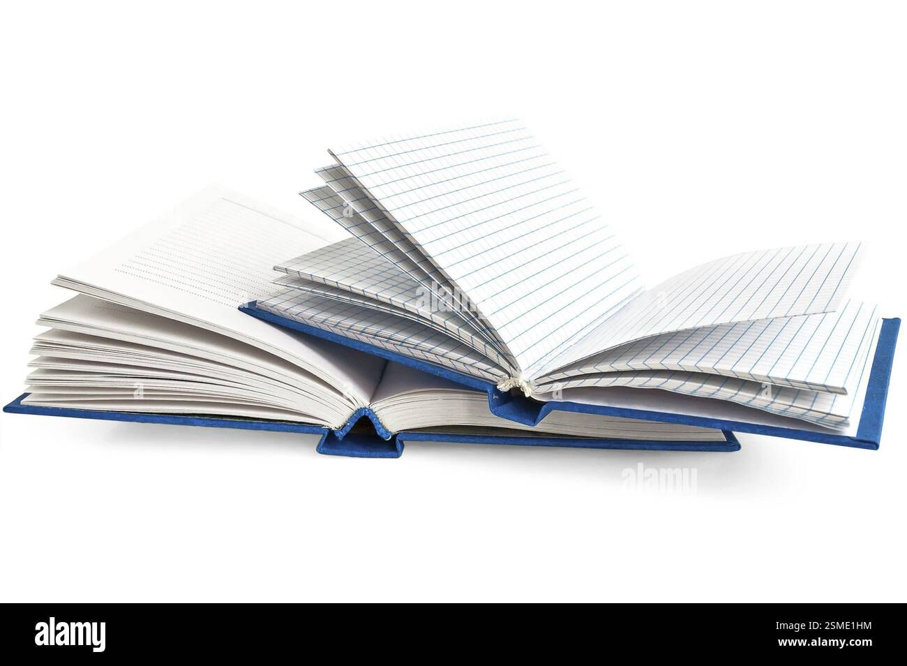 Two-open notebooks in a cell and strip isolated on white background ...