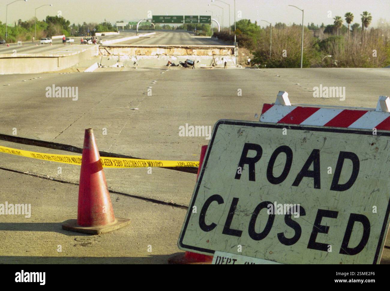 Los Angeles, CA, USA, January 1994. Collapsed section of Highway 118 ...