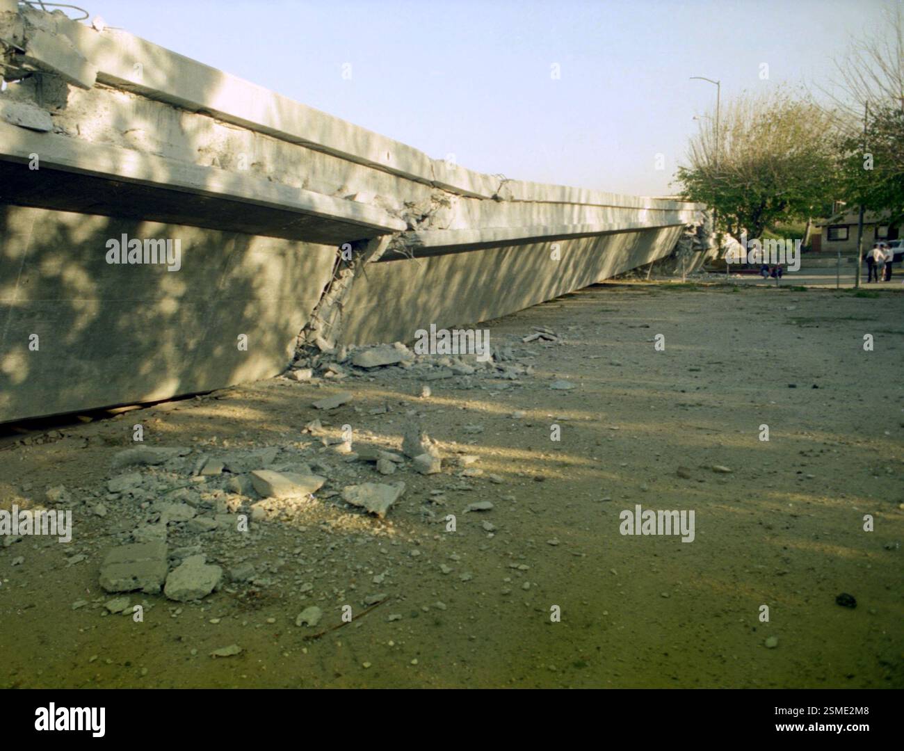 Los Angeles, CA, USA, January 1994. Collapsed section of Highway 118 ...