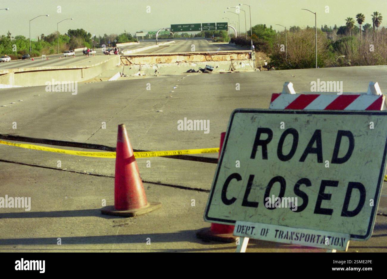 Los Angeles, CA, USA, January 1994. Collapsed section of Highway 118 ...