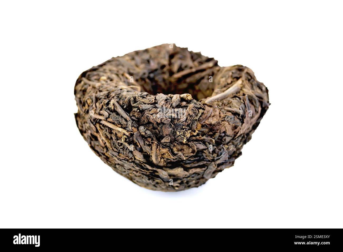 Brown pressed tea isolated on white background Stock Photo - Alamy