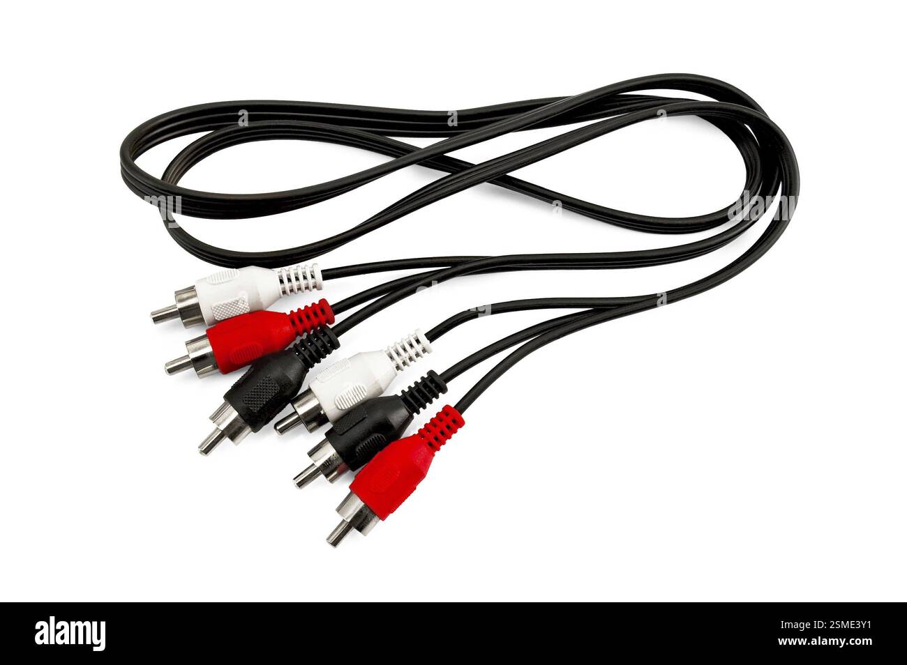 Connecting wires in black with red, white and black connectors isolated ...