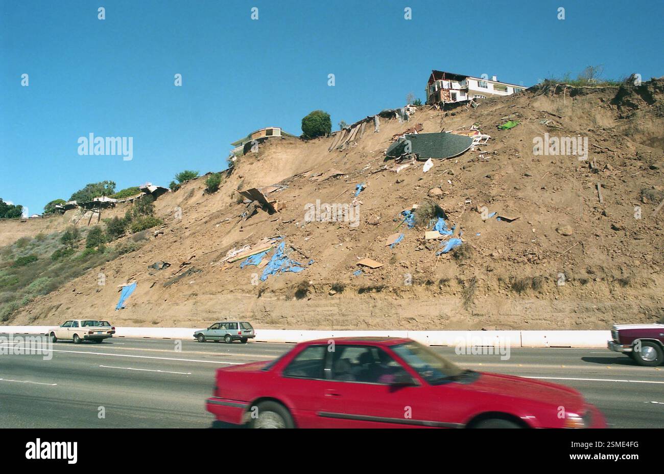 Los Angeles, CA, USA, January 1994. Homes destroyed by the Northridge ...
