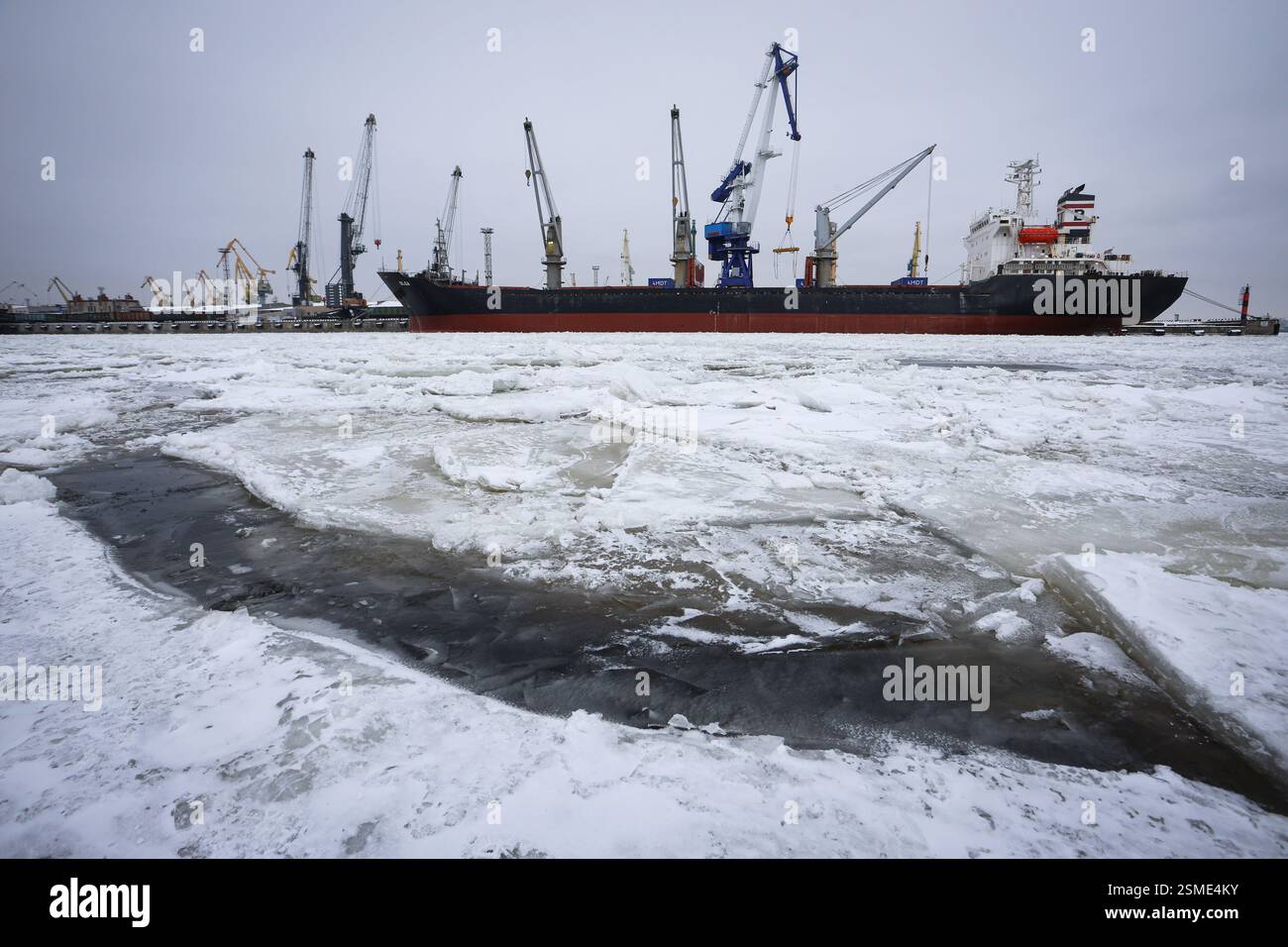 St. Petersburg, Russia. 12th Feb, 2025. The Bulk Carrier Olga is moored ...