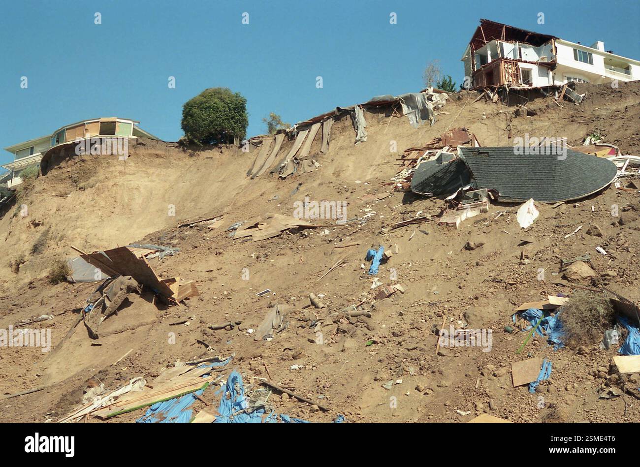 Los Angeles, CA, USA, January 1994. Homes destroyed by the Northridge ...