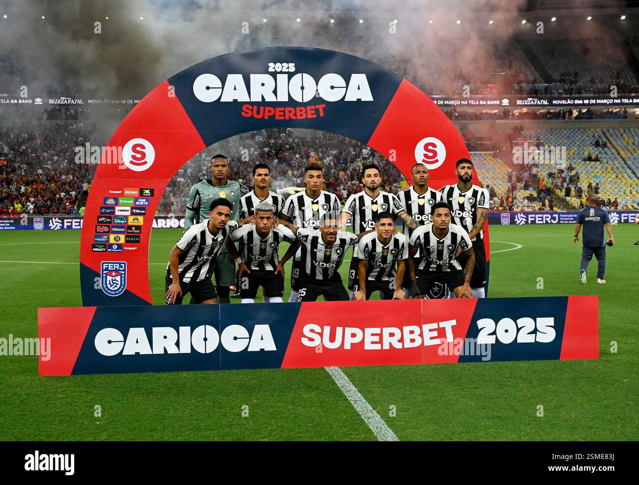 Rio de Janeiro, Brazil. 12th Feb, 2025. Botafogo players pose for team ...