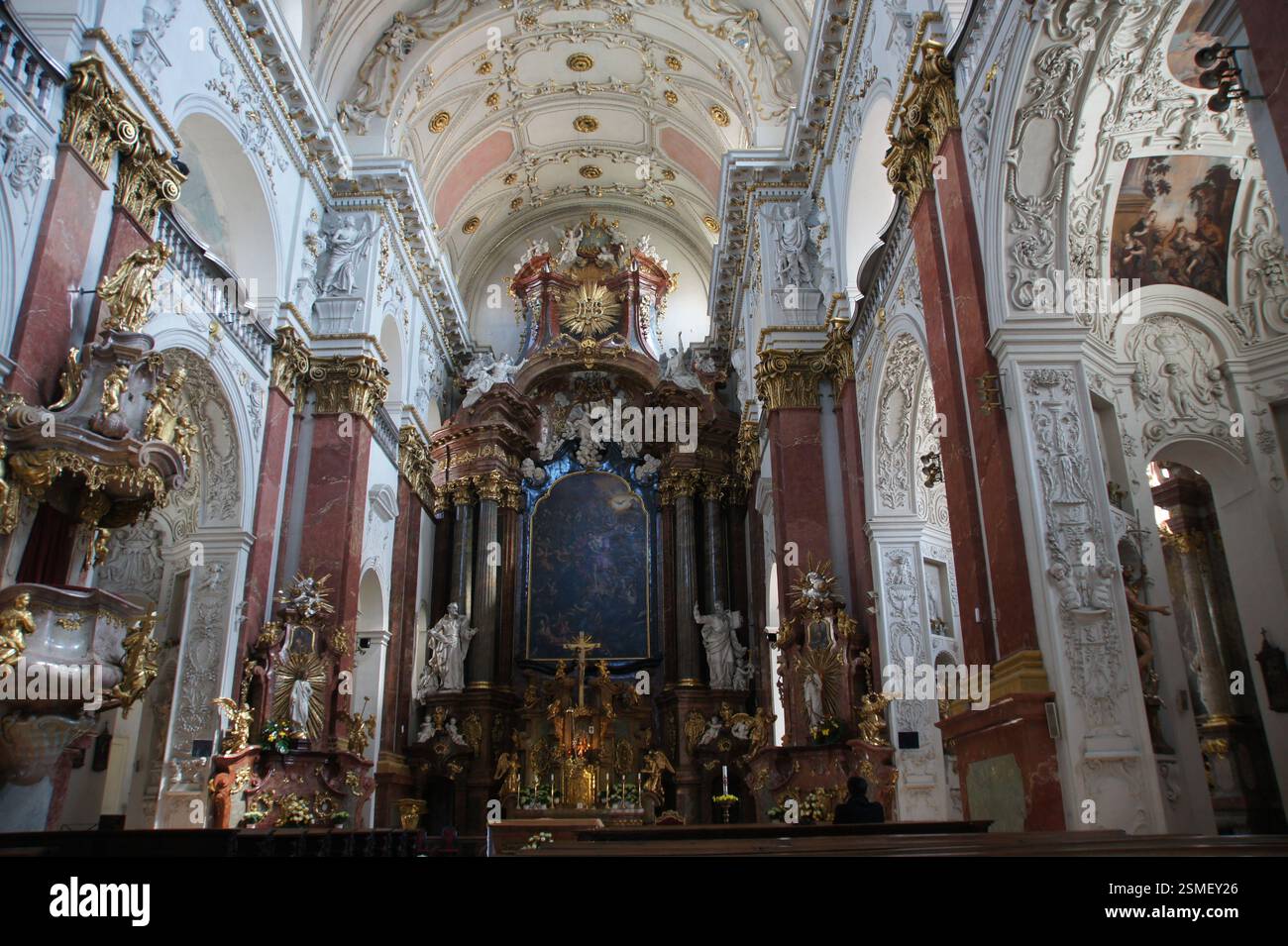 Church of St. Ignatius, a grand Catholic church with twin towers, is ...