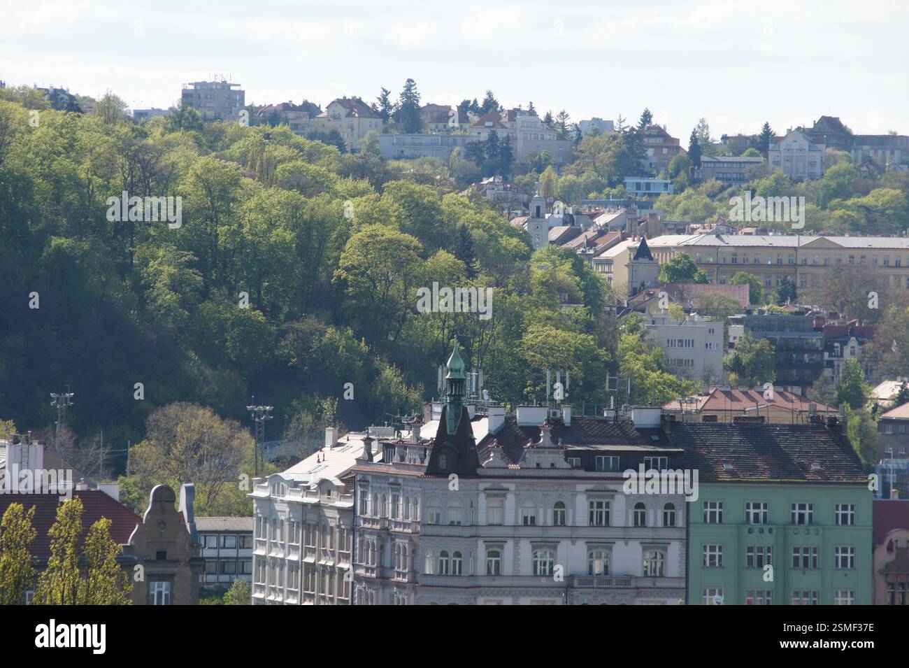 Prague, Czech Republic. A picturesque cityscape unfolds with towering ...