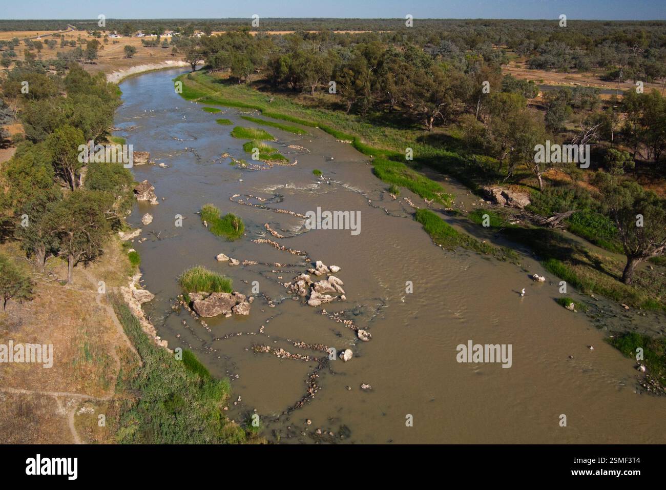 Aerial of the Brewarrina Fish Traps on the Barwon River Stock Photo - Alamy