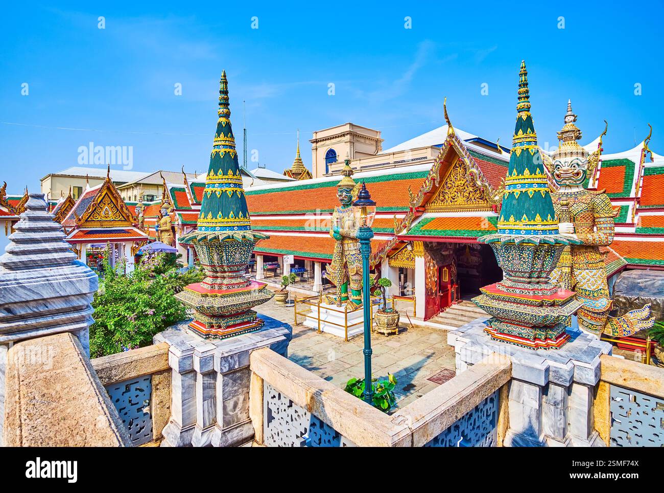 BANGKOK, THAILAND - MAY 12, 2019: Small pavilions around golden ...