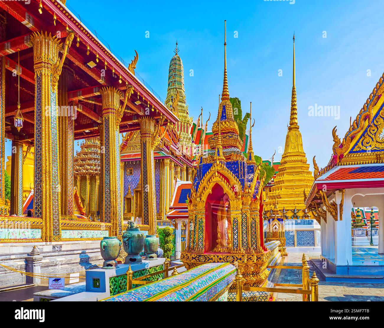 BANGKOK, THAILAND - MAY 12, 2019: The golden pavilions (sala rai) at ...