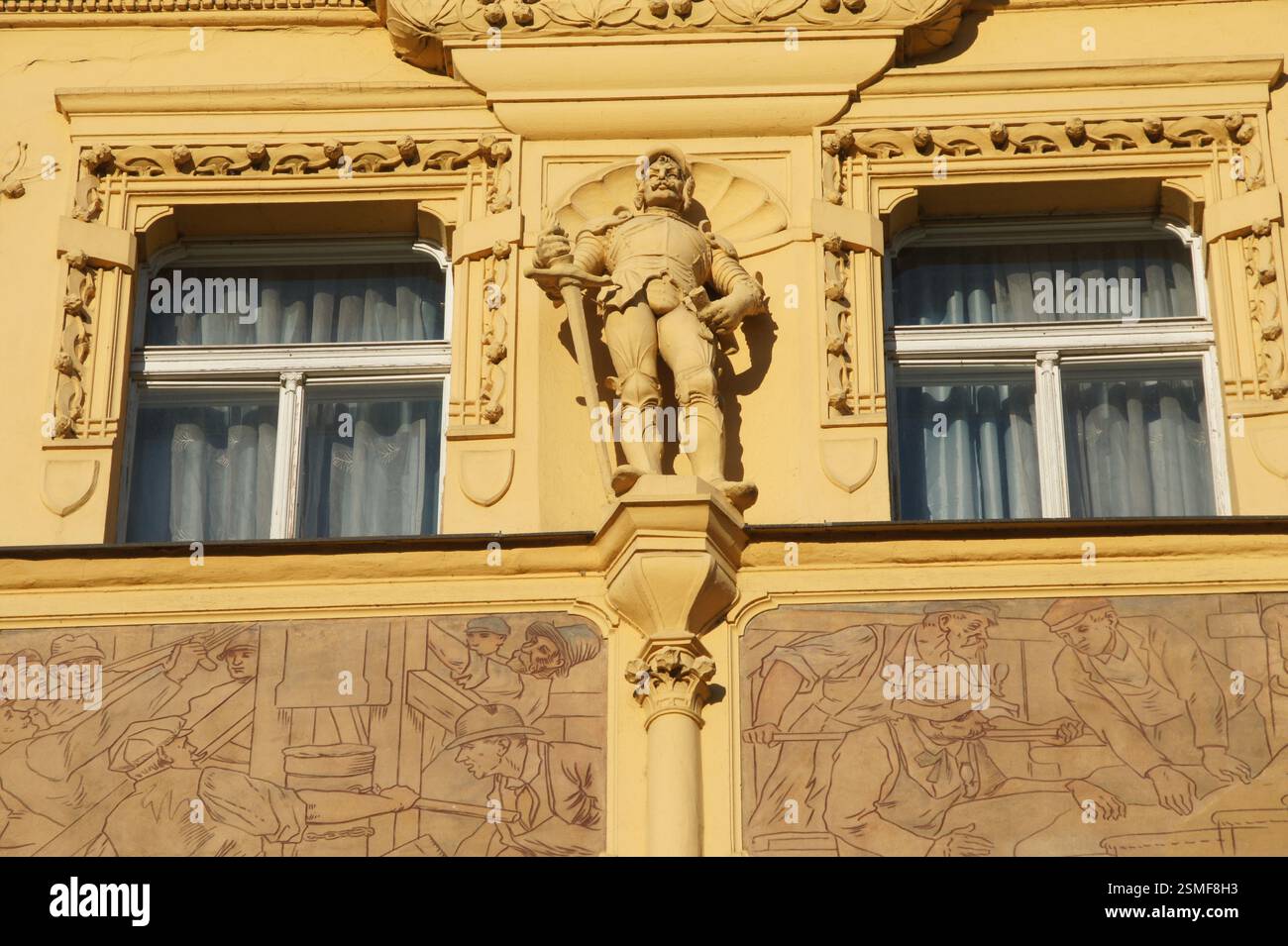 Intricate architectural details adorn the historic buildings of Prague ...
