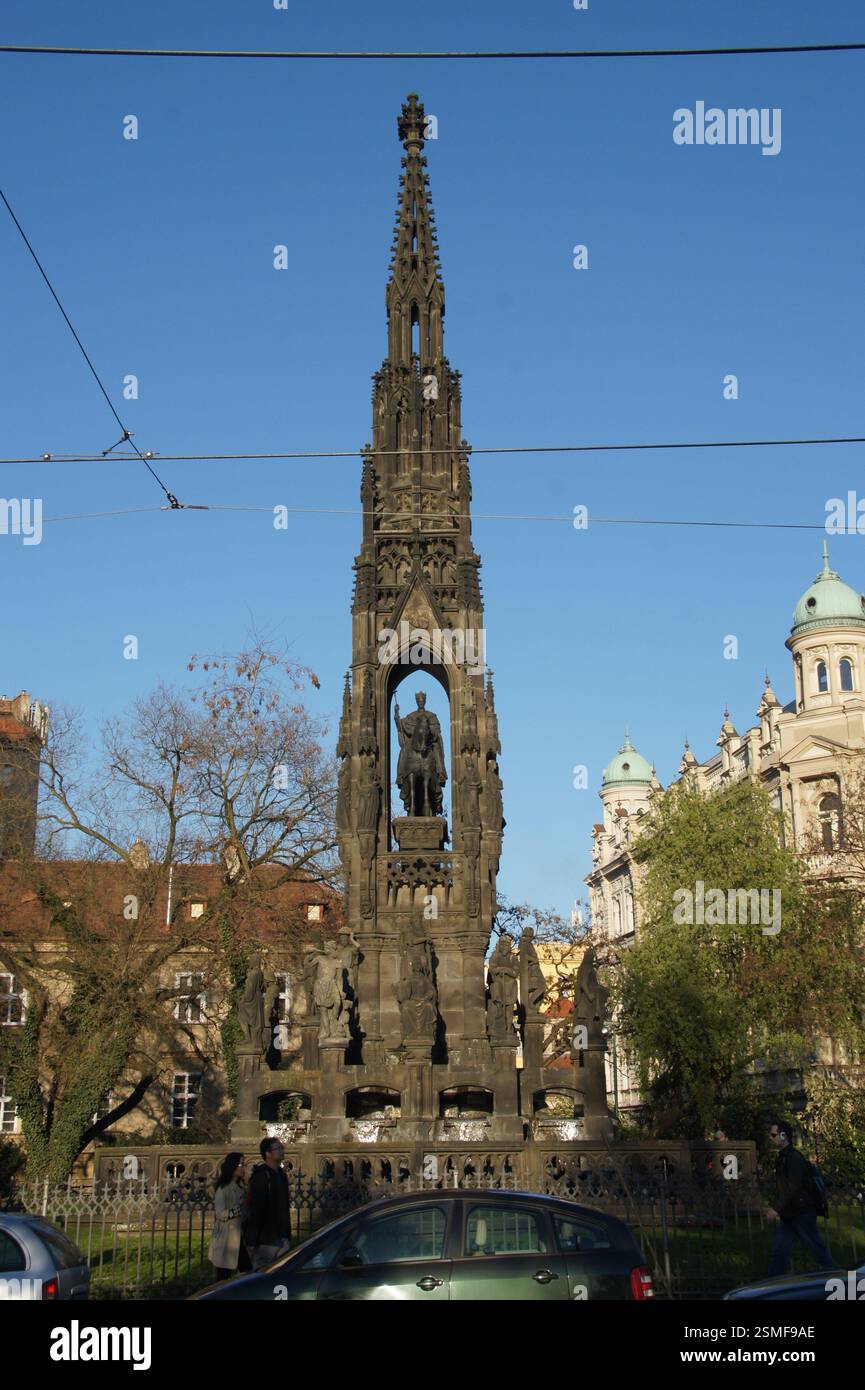 Jan Hus Memorial, Czech Republic. Gothic Revival architecture. Bronze ...