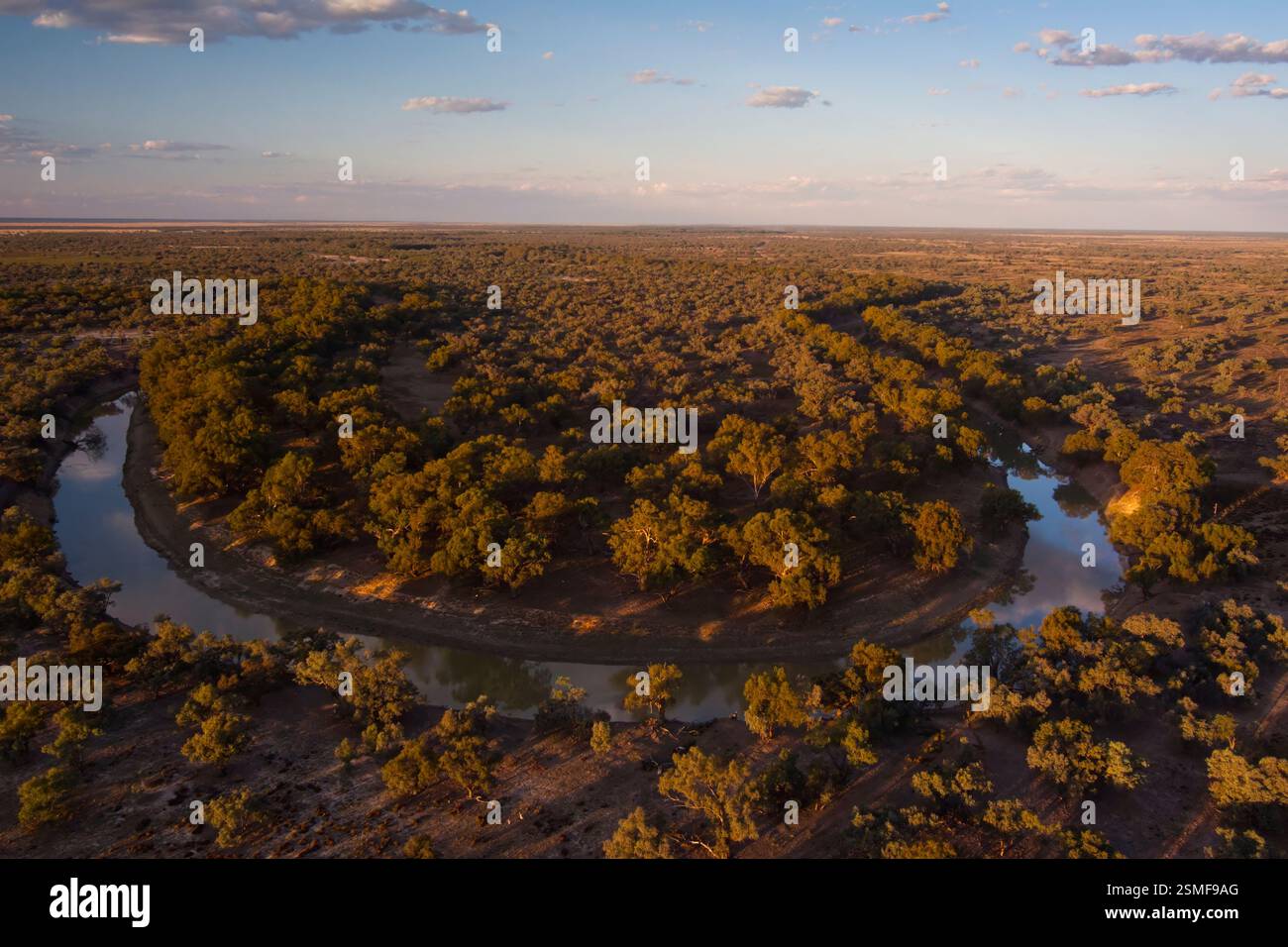 The Darling River near Louth, New South Wales, Australia at sunset. The ...
