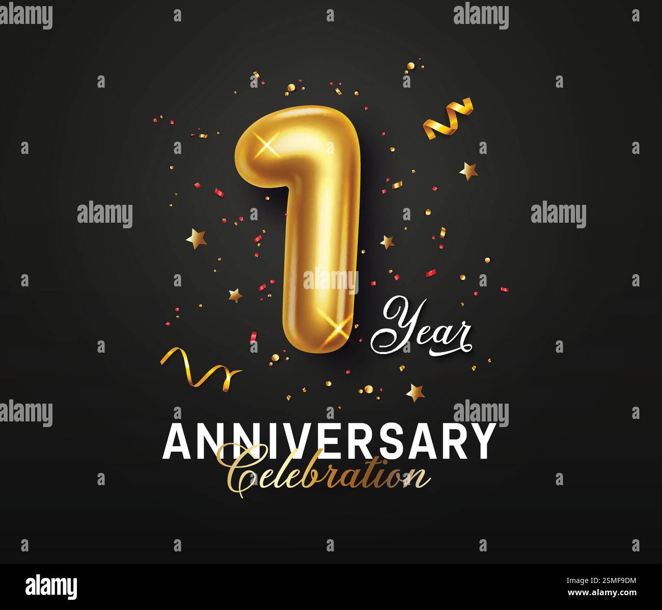 Anniversary one year vector background design. One year anniversary ...