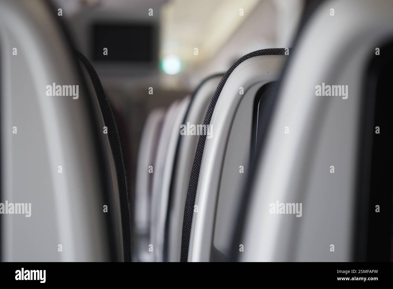 Inside a modern airplane cabin during a flight experience Stock Photo ...